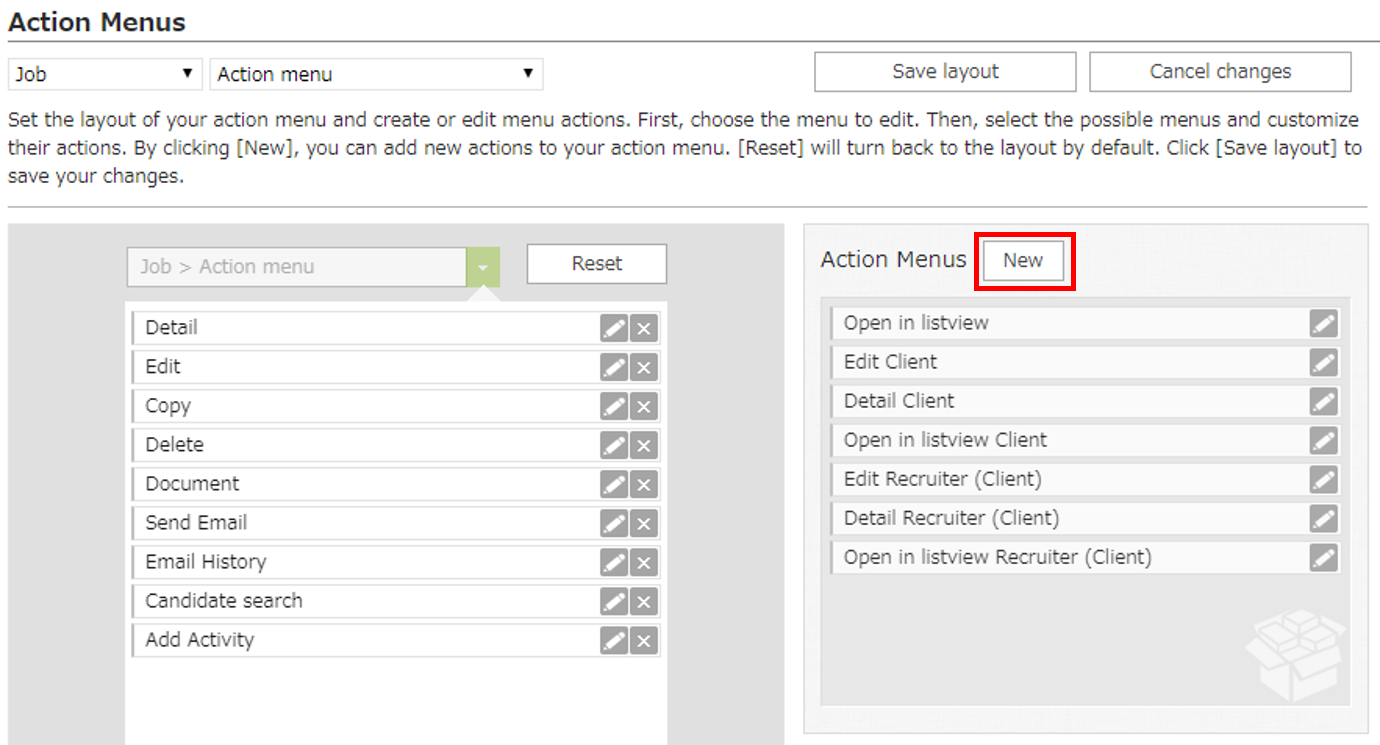 Action Menu Customization – Help Center
