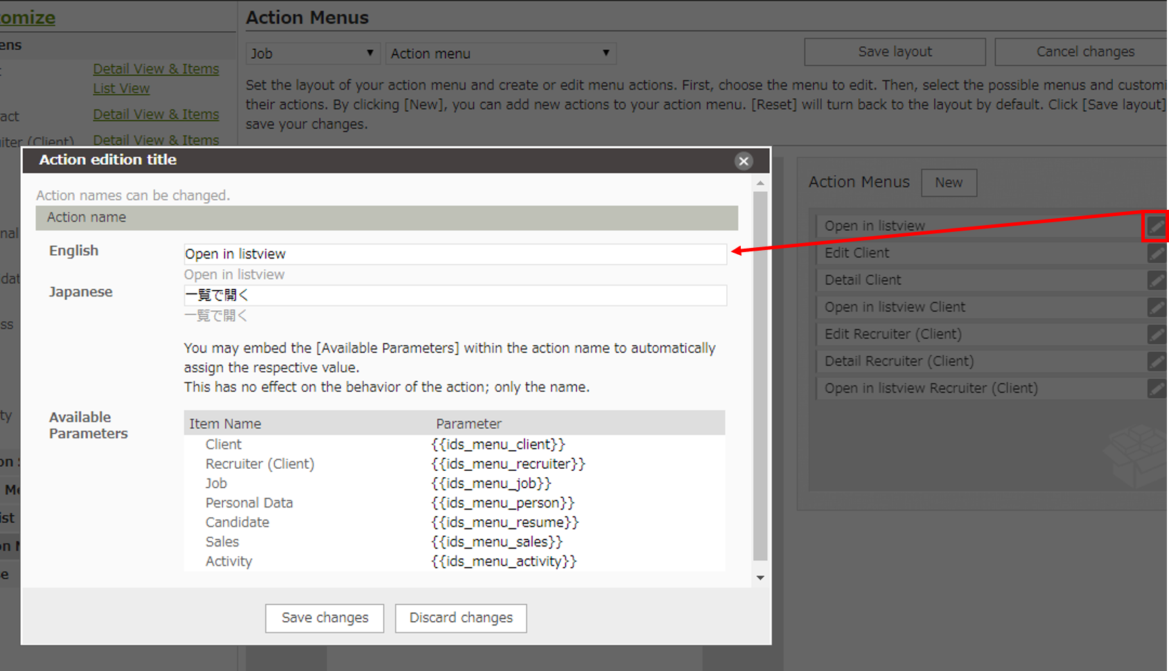 Action Menu Customization – Help Center